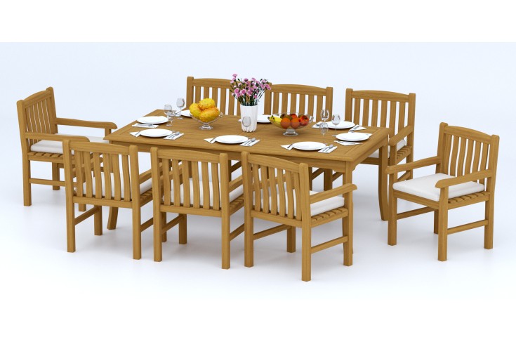9 PC Dining Set - 83" Rectangle Table & 8 Devon Arm Chairs